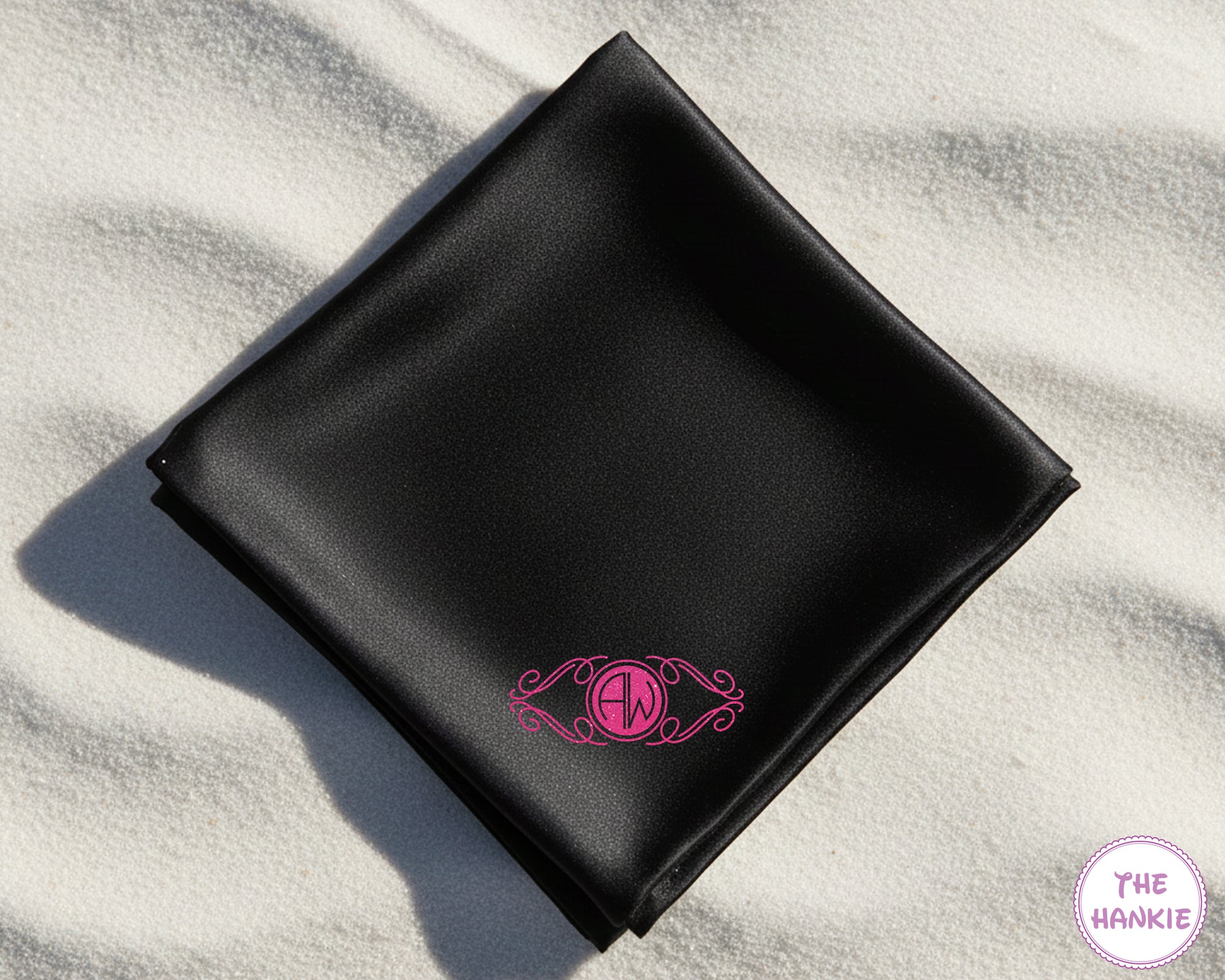 Custom Vinyl Monogram Satin Handkerchief | Luxury Beach Wedding Gift ...